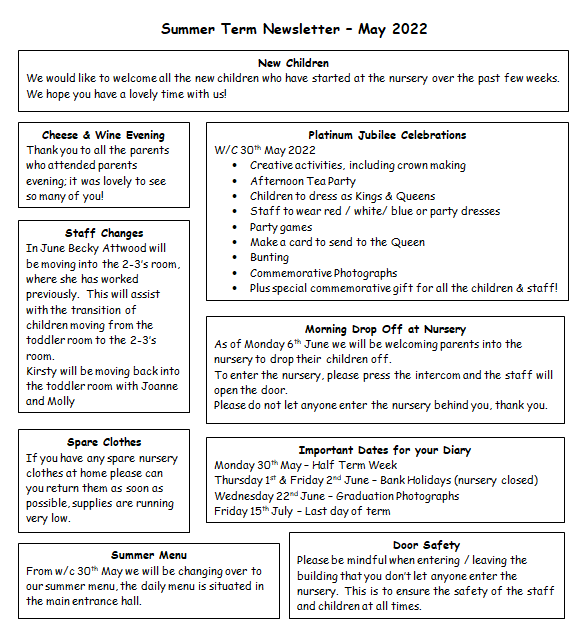 Croft Nursery - Summer Newsletter 2022